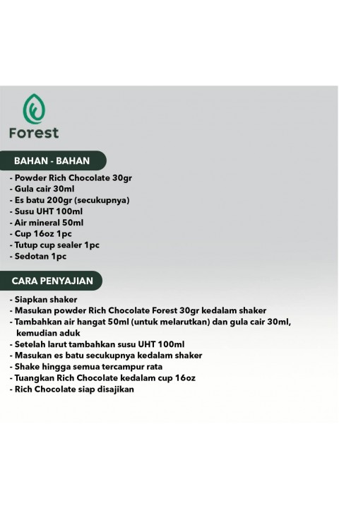 Jual Bubuk Minuman Bubuk Minuman RICH CHOCOLATE Powder - FOREST Bubble ...